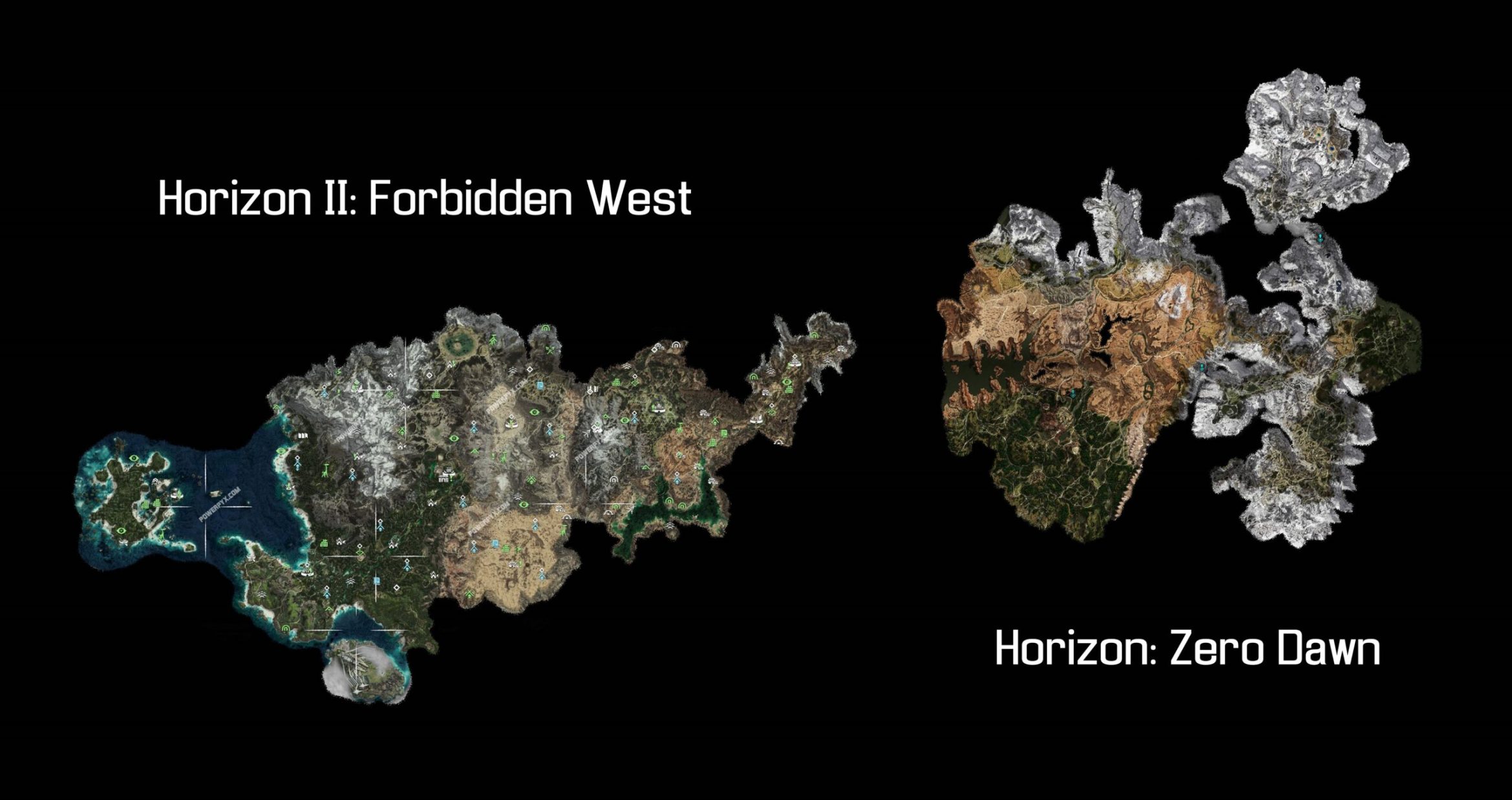 Horizon Forbidden West Map vs. Zero Dawn - Prima Games