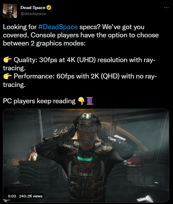 Dead Space Graphics Modes Explained - Prima Games