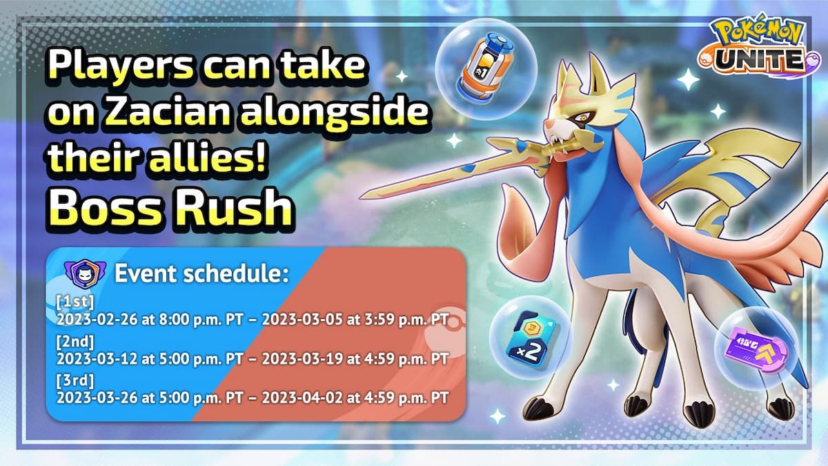 Pokemon Unite: Zacian Boss Rush Event Schedule and Rewards Listed ...