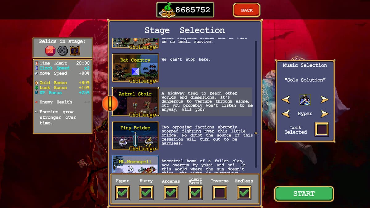 How to Unlock Hyper Astral Stair Challenge Stage in Vampire Survivors ...
