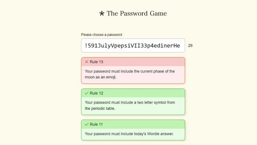 How to Beat Rule 13 in The Password Game - Prima Games