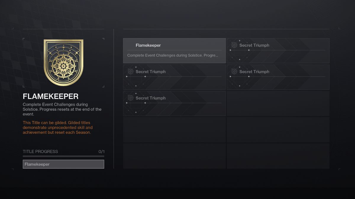 All Secret Triumphs for the 'Flamekeeper' Title in Destiny 2 Solstice ...