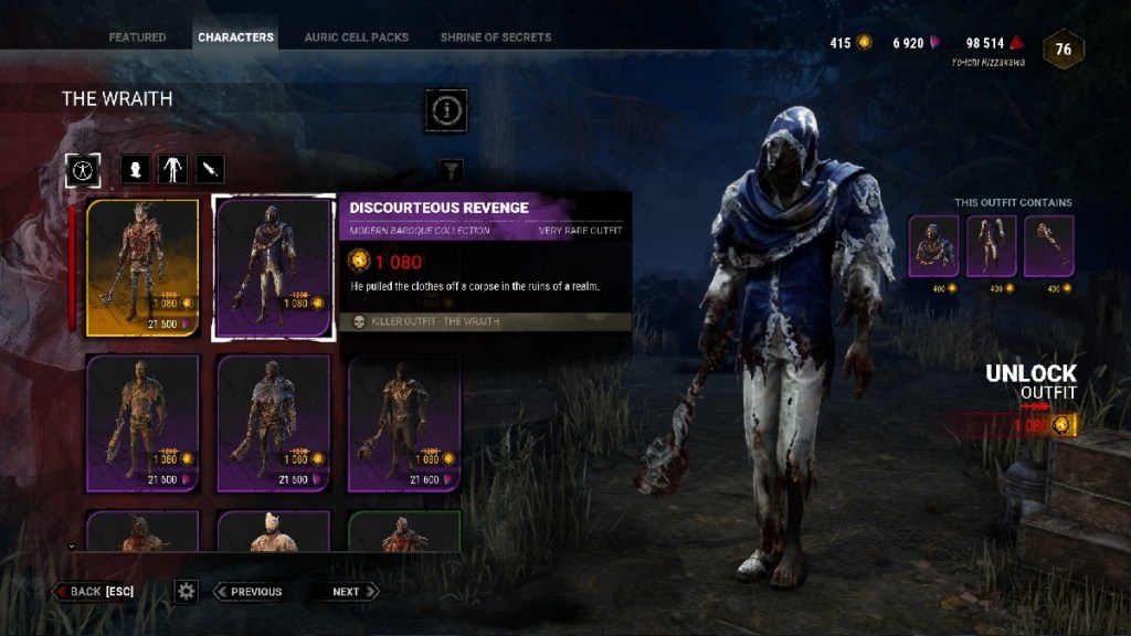 All Baroque Collection Outfits in Dead by Daylight - Listed - Prima Games