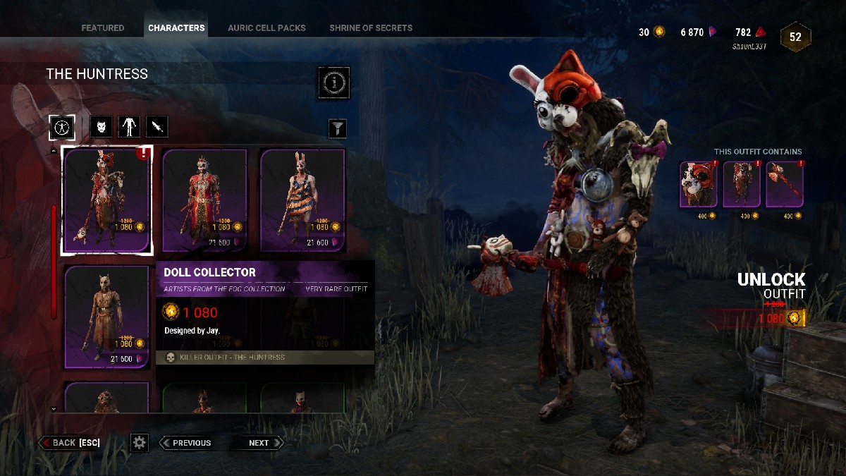 All New Artists From The Fog Collections Cosmetics In Dead by Daylight ...