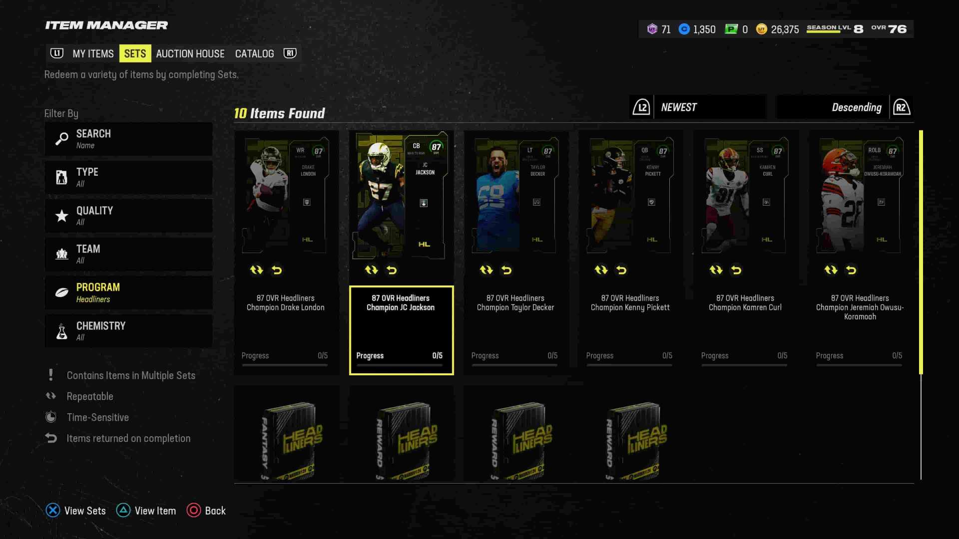 All New Headliner Player Iteams Live (Screenshot via Prima Games)