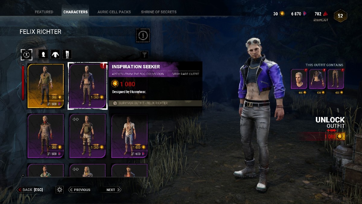 All New Artists From The Fog Collections Cosmetics In Dead by Daylight ...