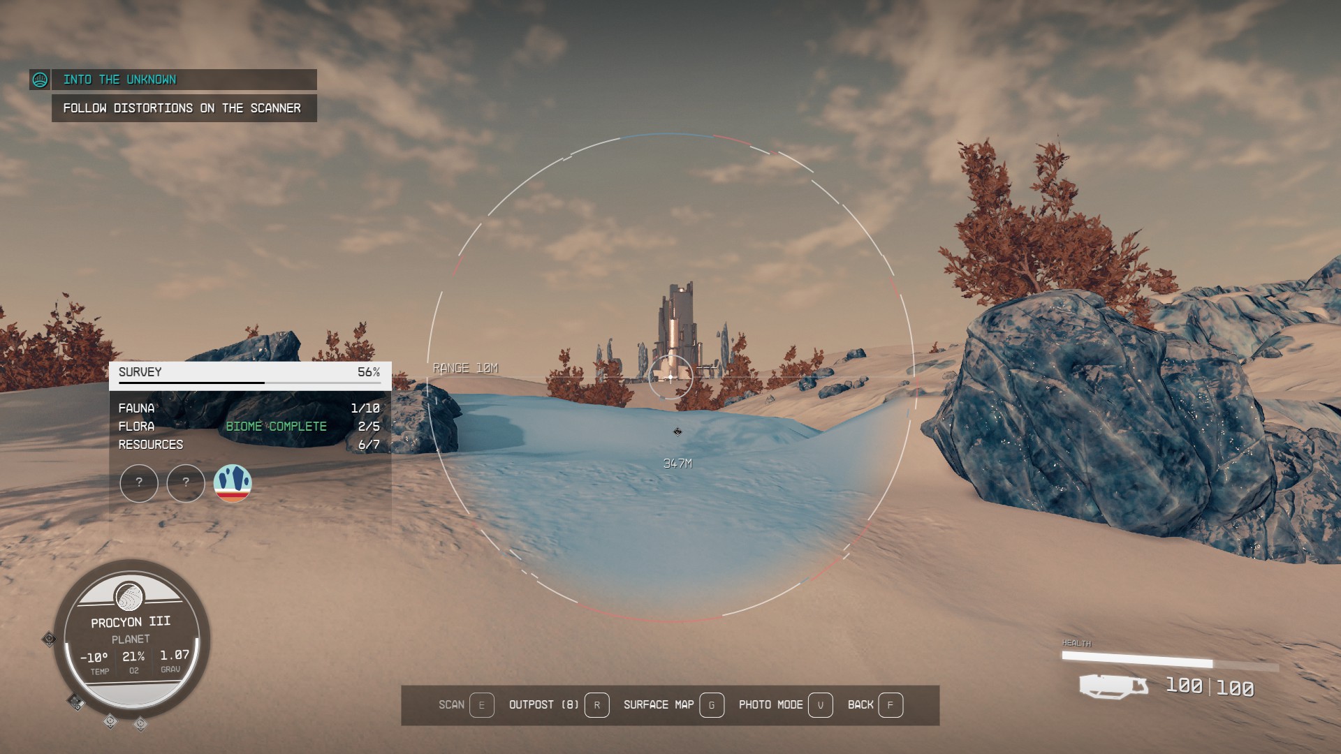 Como acompanhar anomalias no scanner em Starfield