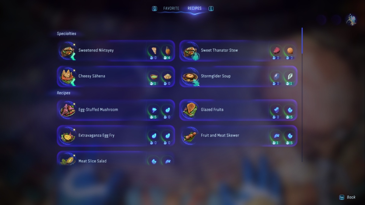 All Food Recipes in Avatar: Frontiers of Pandora - Prima Games