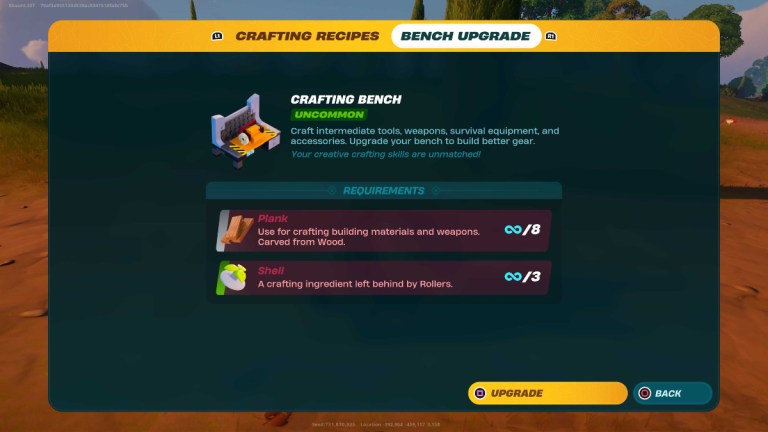 How To Upgrade The Crafting Bench In LEGO Fortnite