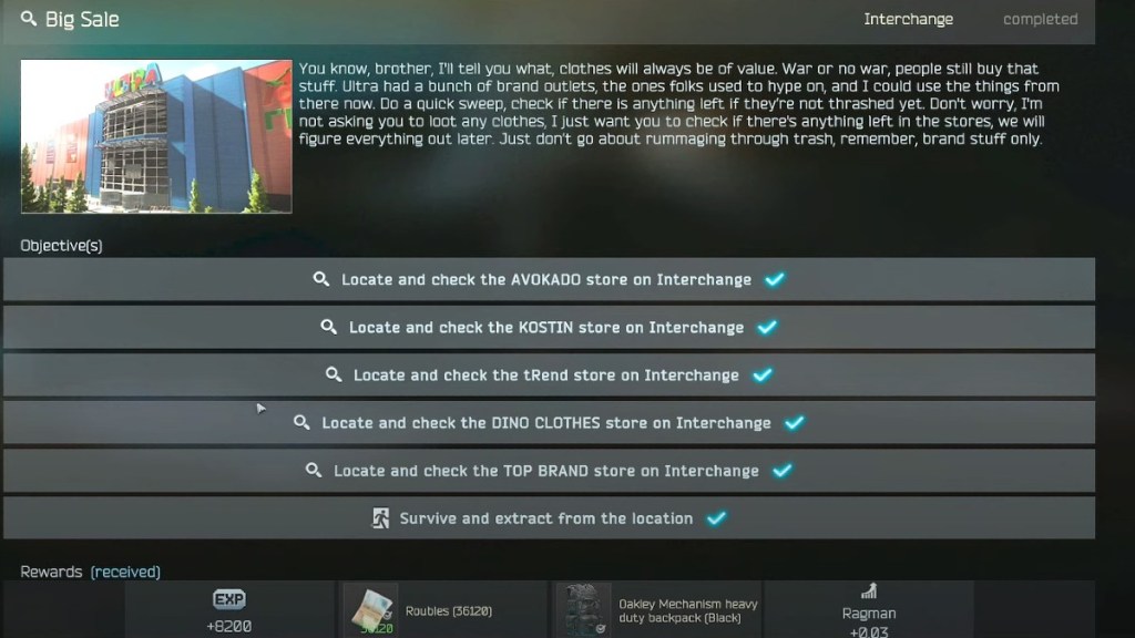 How to Finish Big Sale in Escape from Tarkov - Prima Games