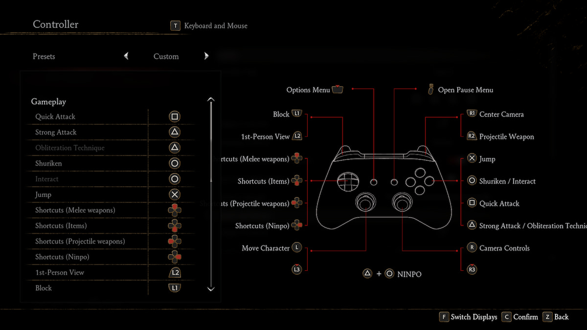 Ninja Gaiden 2 Black Complete Controls for PC and Controller