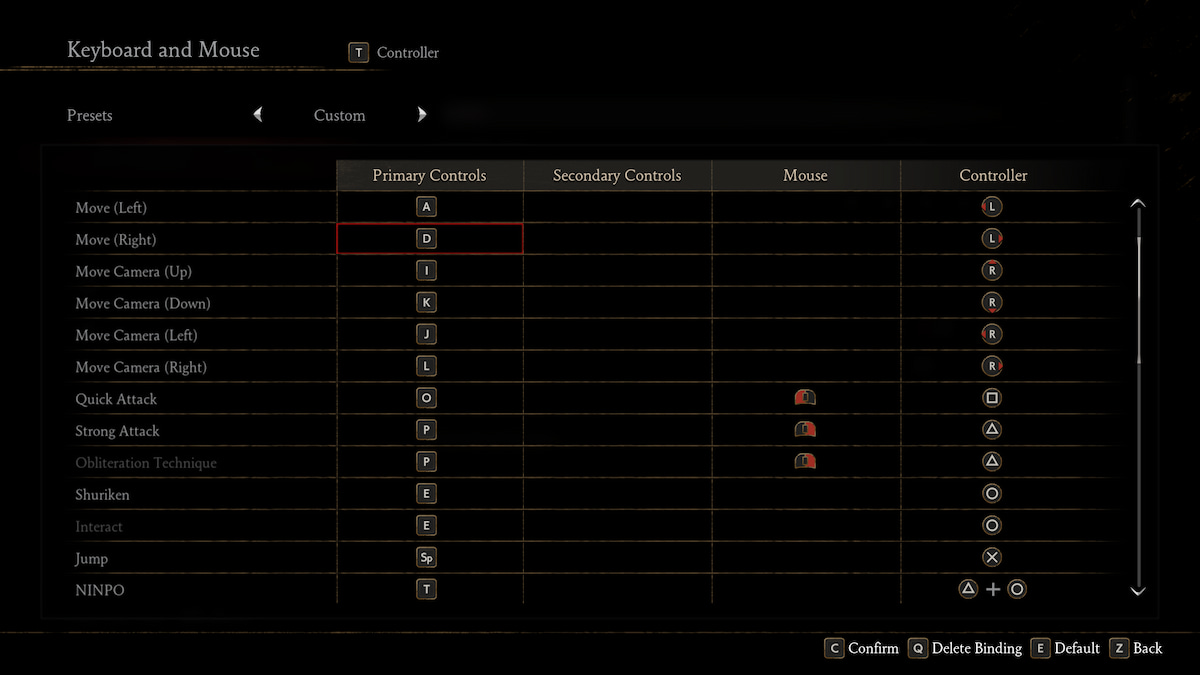 Ninja Gaiden 2 Black Complete Controls for PC and Controller