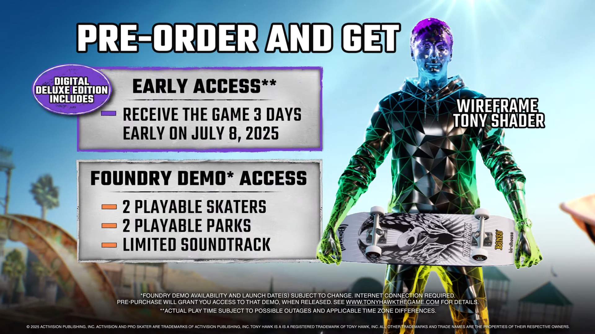Tony Hawk's Pro Skater 3 + 4 Pre-Order Bonus, and Deluxe Edition Detailed