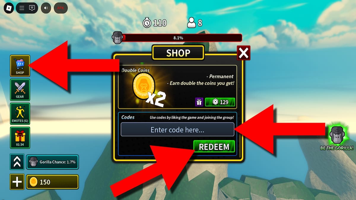 Here’s what you need to do to redeem Gorilla vs Humans codes: