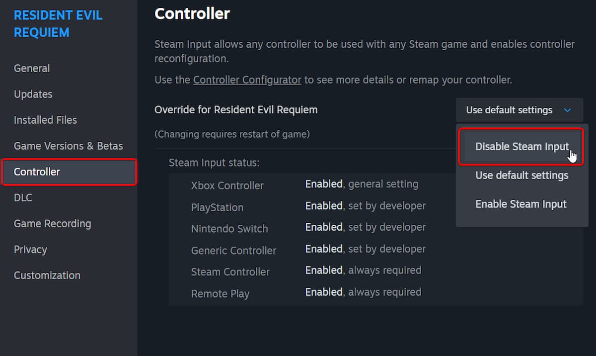Resident Evil Requiem Complete Controls for PC and Controller