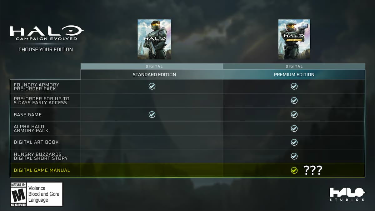 Halo Campaign Evolved tranca manual digital na Premium Edition